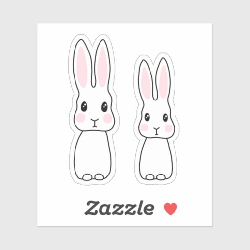 Cute rabbits sticker | Zazzle