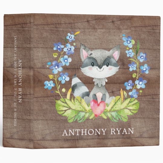 Cute Raccoon Boys Baby Photo Album 3 Ring Binder | Zazzle.com