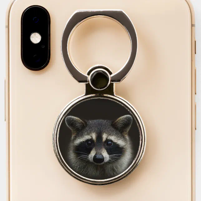 Cute Raccoon Face Wild Animal Portrait Phone Ring Stand | Zazzle