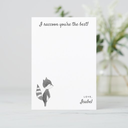 Cute Raccoon Kids Personalized Thank You Card | Zazzle