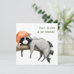 Cute Raccoons Merry Christmas Greeting Card | Zazzle