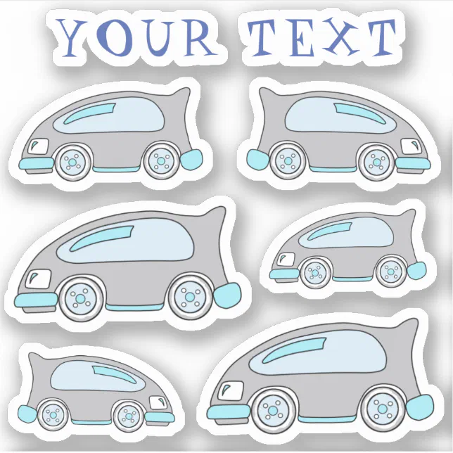 Cute Race Car Cartoon Drawing Name Kids Sticker | Zazzle