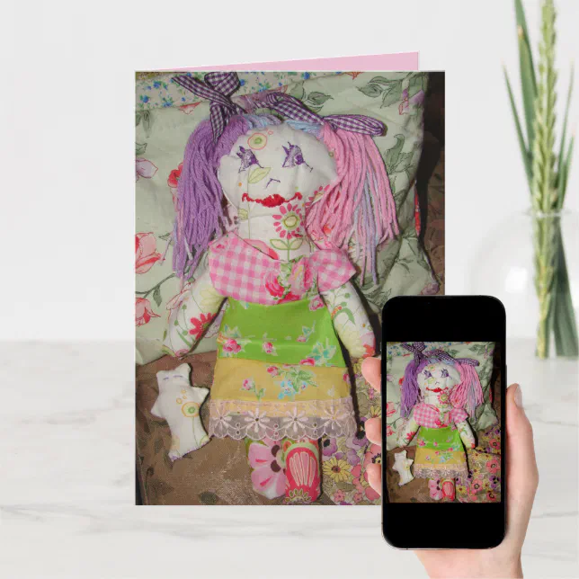Cute Ragdoll Small Girls Birthday Purple doll Card | Zazzle
