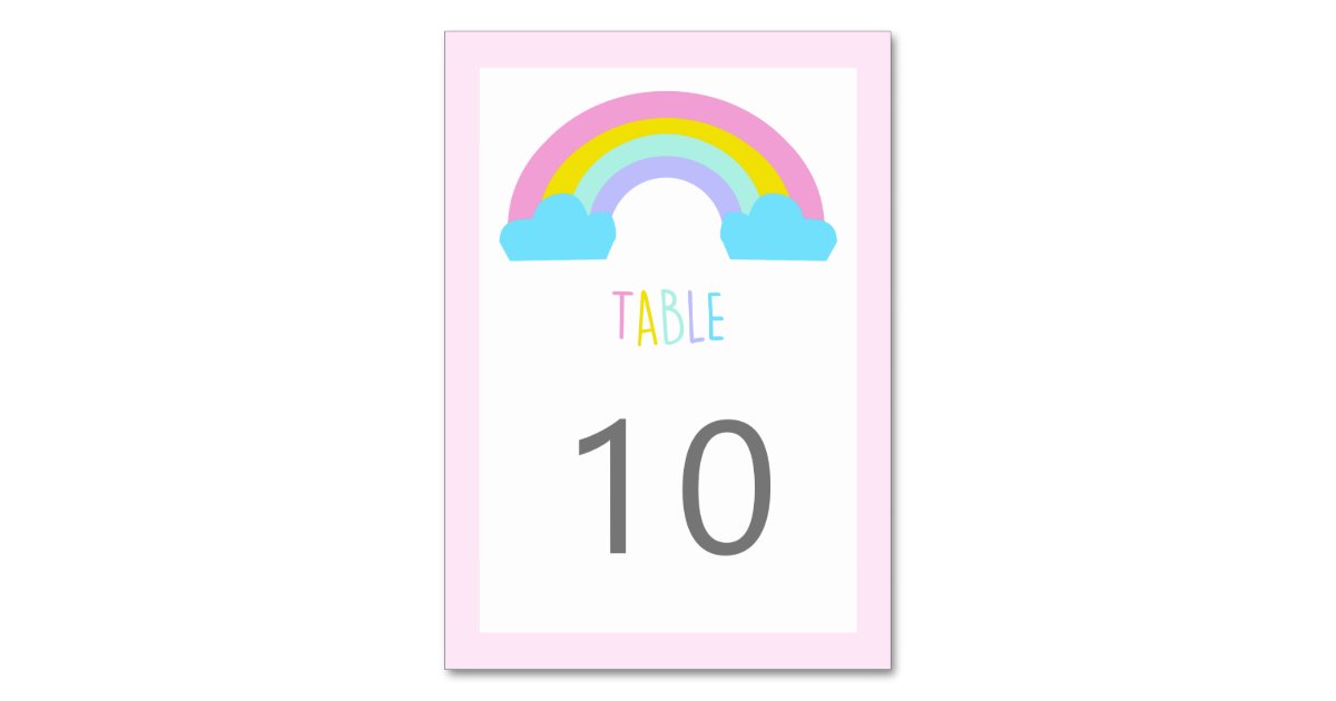 Cute Rainbow baby shower bright soft pastel colors Table Number | Zazzle