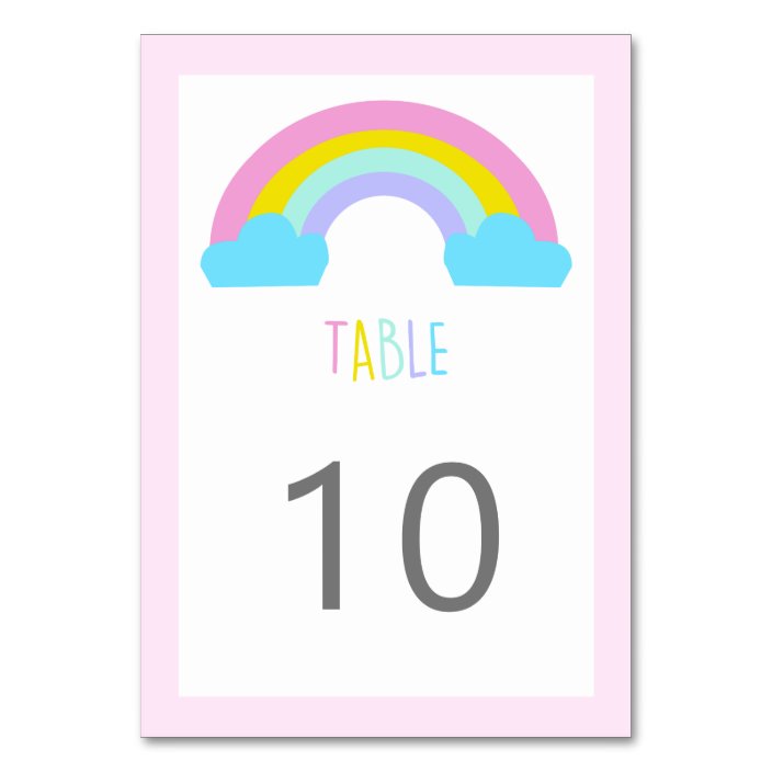 Cute Rainbow baby shower bright soft pastel colors Table Number | Zazzle
