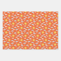 Cute Rainbow Clouds and Sunshine Wrapping Paper Sheets | Zazzle