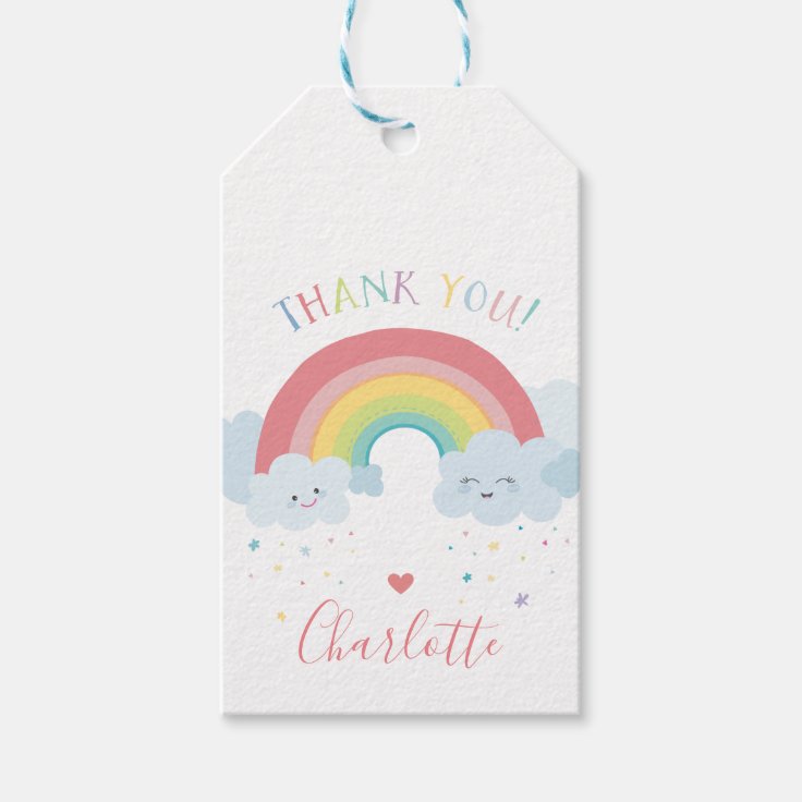CUTE RAINBOW CLOUDS kids pastel colors picture Gift Tags | Zazzle