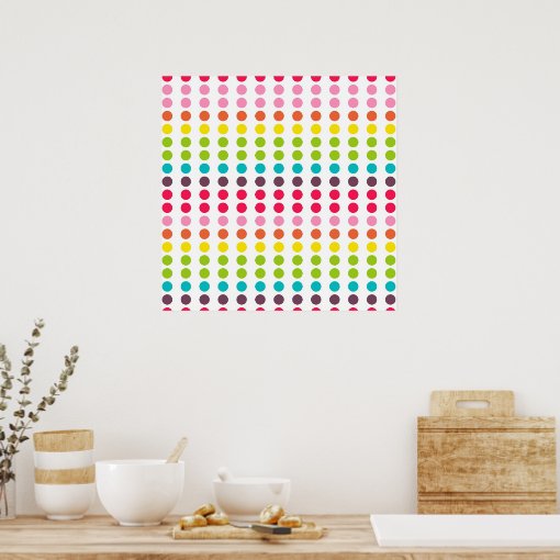 Cute Rainbow Colored Polka Dots Poster | Zazzle