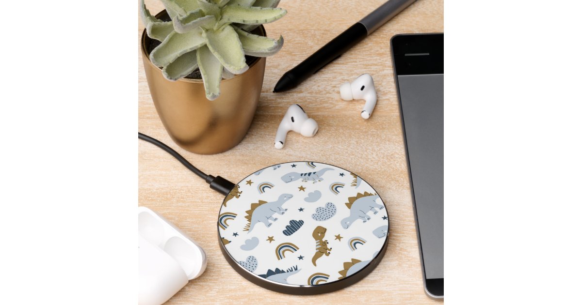 Cute Rainbow Dinosaur Pattern Wireless Charger | Zazzle