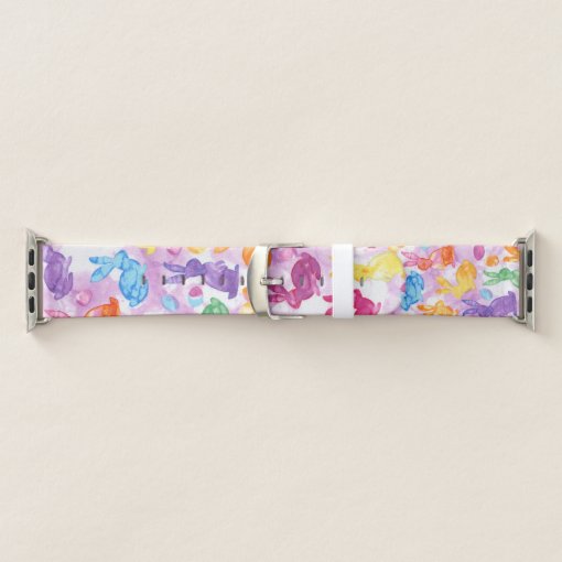Cute Rainbow Easter Bunny Purple Green Gold Girly Apple Watch Band | Zazzle