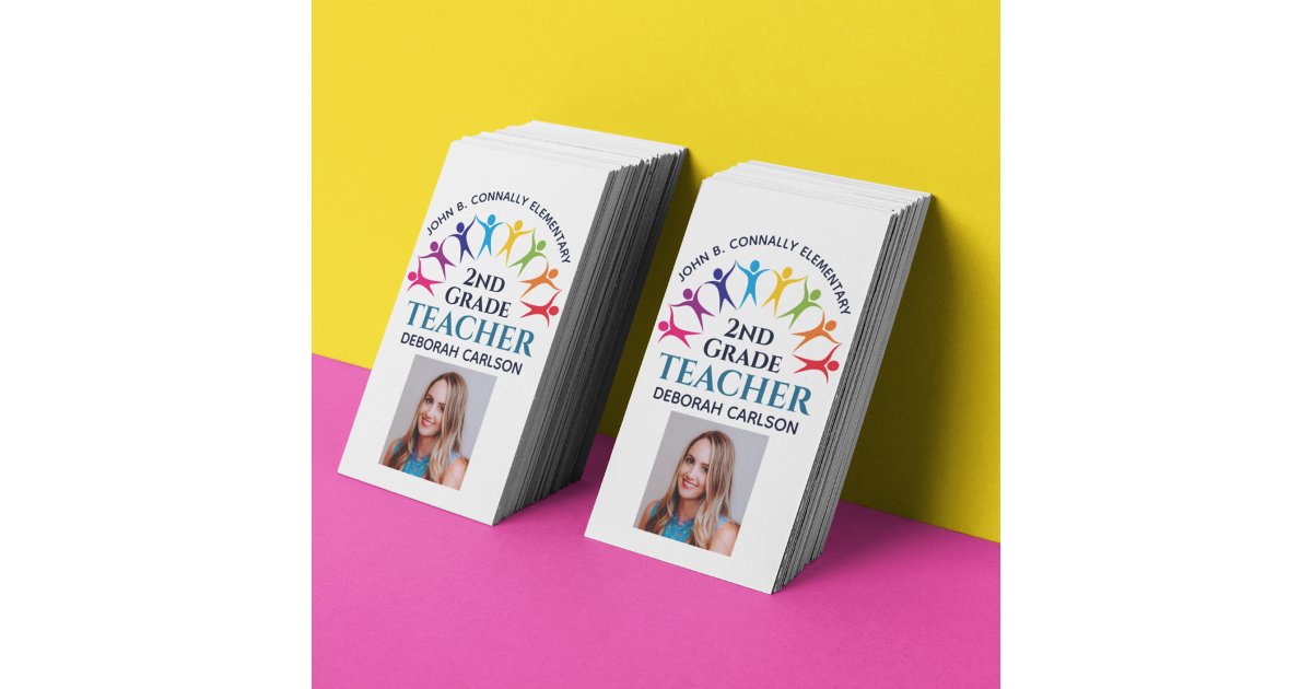 Cute Rainbow Elementary School Teacher Educator Business Card | Zazzle