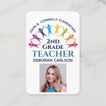 Cute Rainbow Elementary School Teacher Educator Business Card | Zazzle