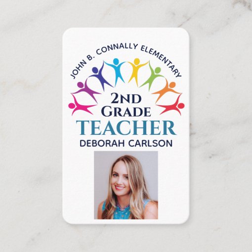 Cute Rainbow Elementary School Teacher Educator Business Card | Zazzle