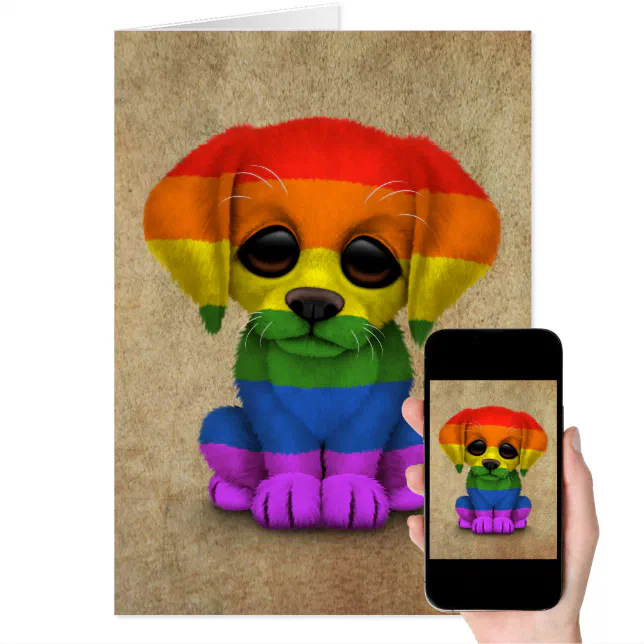 Cute Rainbow Gay Pride Puppy Dog | Zazzle