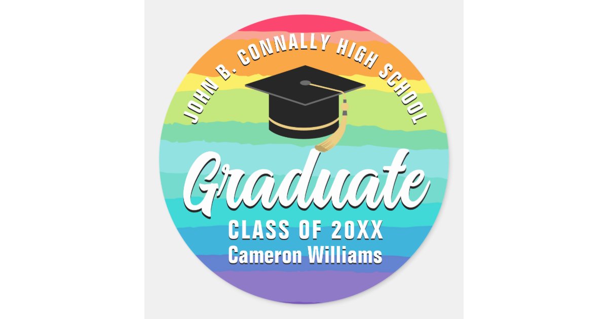 Cute Rainbow Graduate Custom 2025 LGBTQ Graduation Classic Round ...