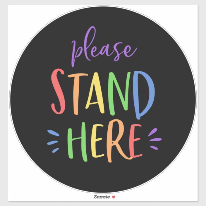 Cute Rainbow Please Stand Here Large Floor Marker Sticker | Zazzle.com