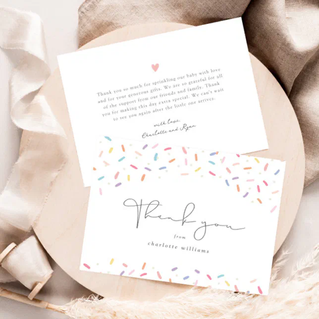 Cute Rainbow Sprinkle Baby Shower Thank You Card | Zazzle