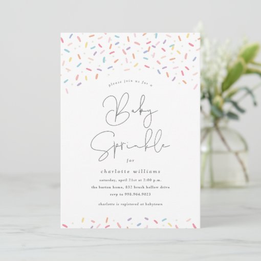 Cute Rainbow Sprinkles Baby Sprinkle Shower Invitation | Zazzle