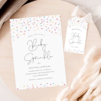 Cute Rainbow Sprinkles Baby Sprinkle Shower Invitation | Zazzle