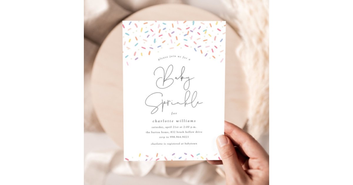 Cute Rainbow Sprinkles Baby Sprinkle Shower Invitation | Zazzle