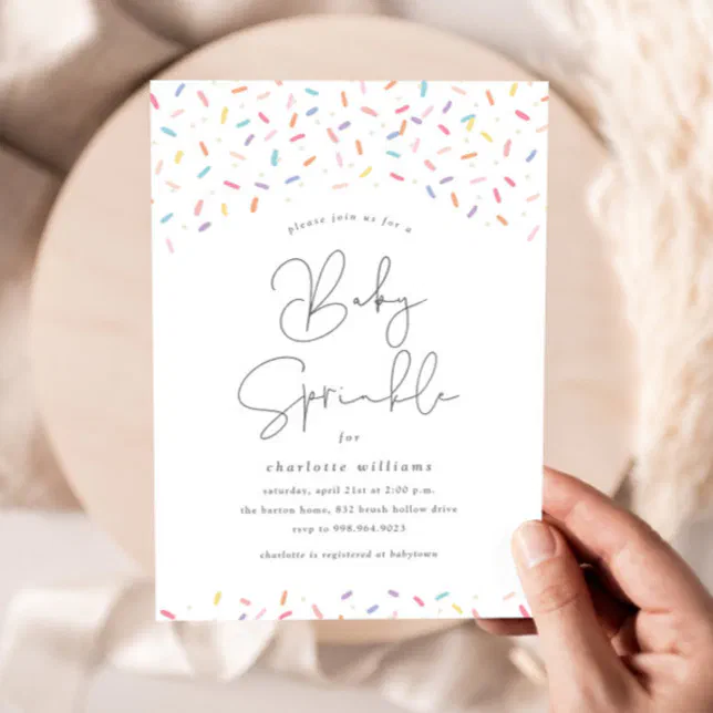 Cute Rainbow Sprinkles Baby Sprinkle Shower Invitation | Zazzle