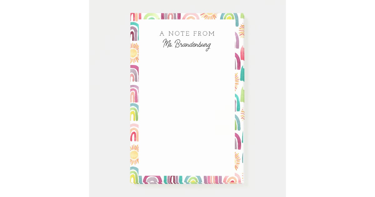 Cute Rainbow Teacher Classroom Back to School Post-it Notes | Zazzle