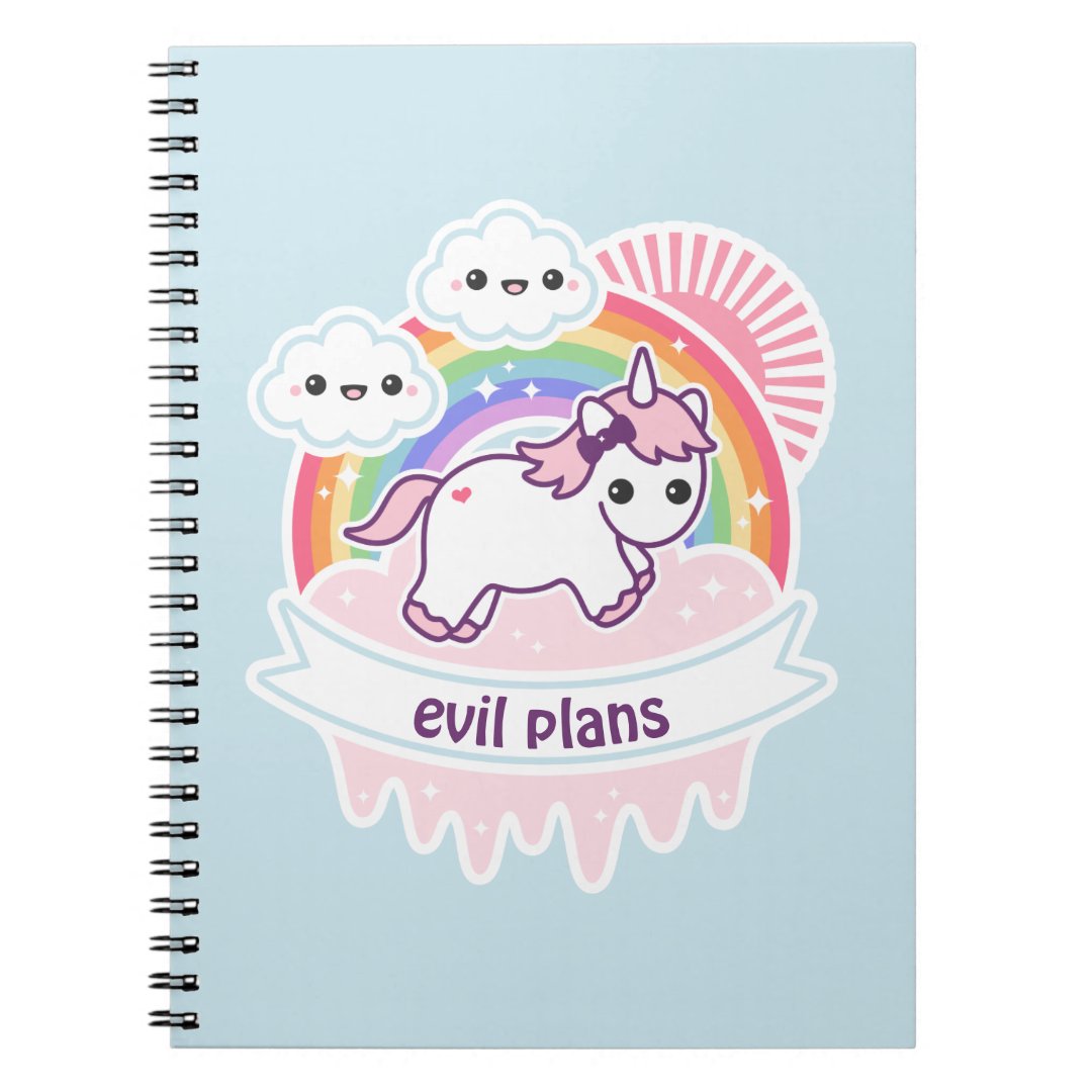 Cute Rainbow Unicorn with Clouds Notebook | Zazzle