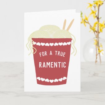 Cute Ramen Noodles "Ramentic" Valentine's Day Card | Zazzle