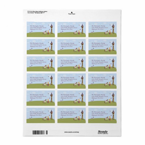 Cute rapunzel tower and horse address label | Zazzle