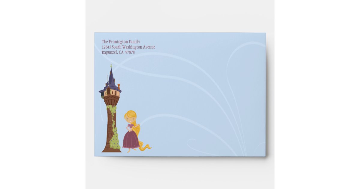 Cute rapunzel tower customizable address envelope | Zazzle