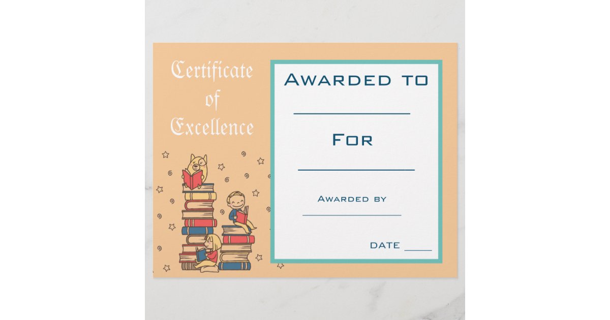 Cute Reading Award certificate Teacher supplies | Zazzle