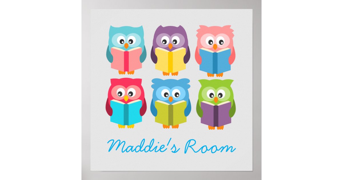 Cute reading owls poster | Zazzle