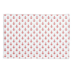 Cute Red Anchors Pattern Pillowcase | Zazzle