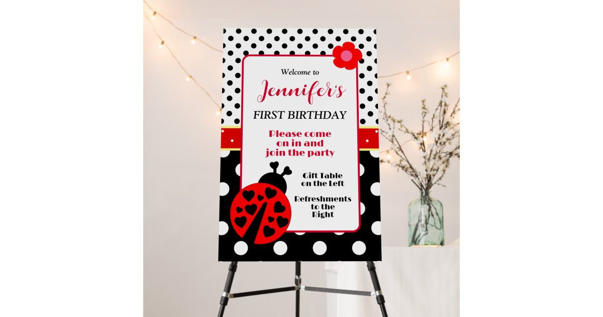 Cute Red and Black Ladybug Welcome Sign | Zazzle