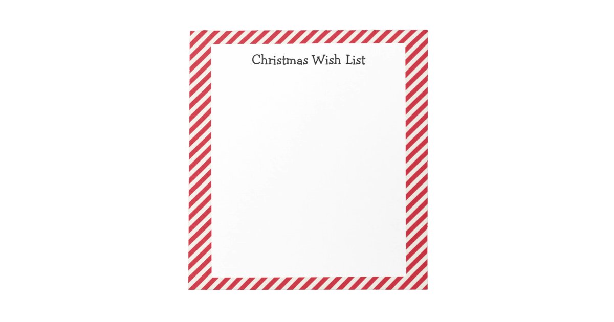 Cute Red and White Christmas Wish List Notepad | Zazzle