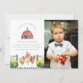 Cute Red Barn Chicken Farm Photo Birthday Invite | Zazzle