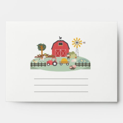 Cute Red Barnyard Farm Animal Any Age Birthday Envelope | Zazzle