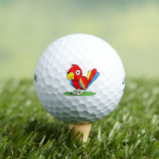 cute red blue parrot golf ball | Zazzle