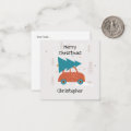 Cute red car Monogram pastel red and blue for kids Note Card | Zazzle