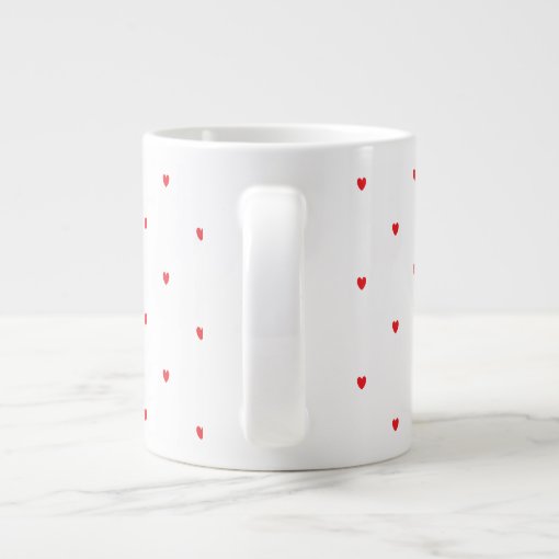 Cute Red Doodle Hearts White Classy Elegant Trendy Giant Coffee Mug ...