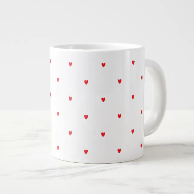 Cute Red Doodle Hearts White Classy Elegant Trendy Giant Coffee Mug ...
