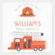 Cute Red Firetruck Engine Kids Any Age Birthday Square Sticker | Zazzle