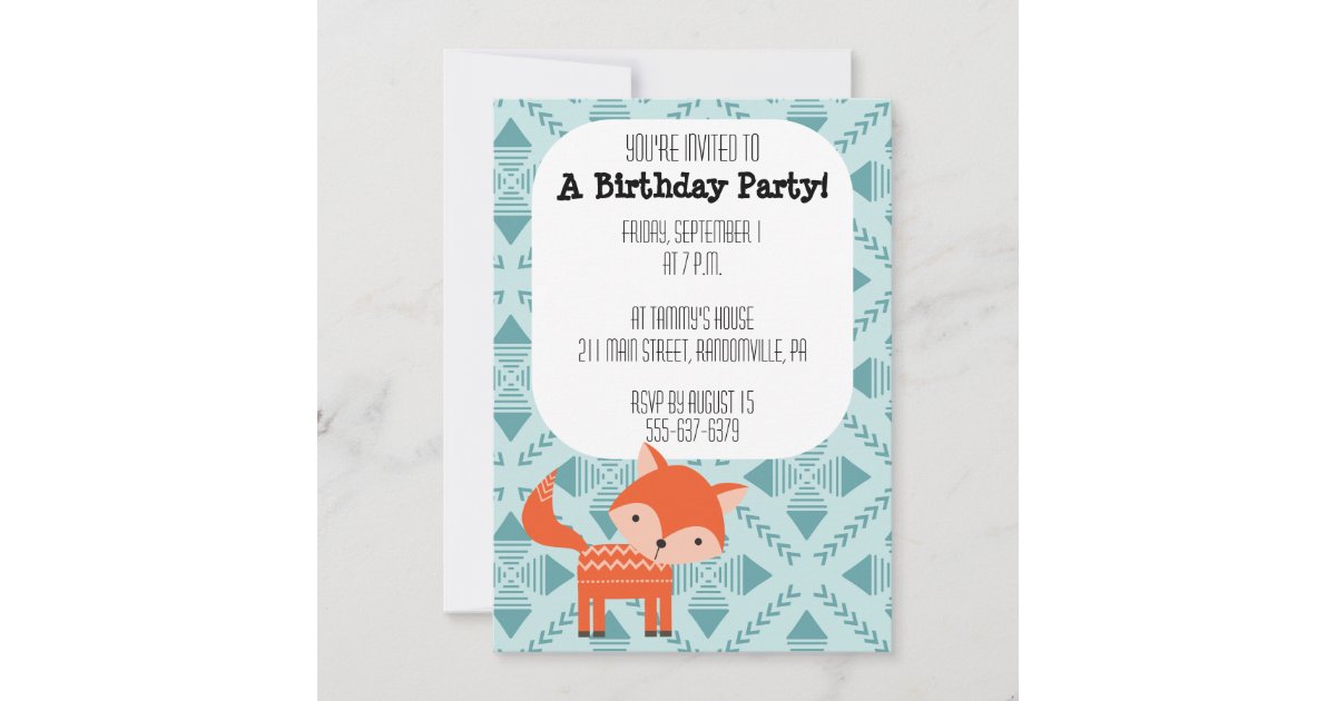 Cute Red Fox Party Invitation | Zazzle