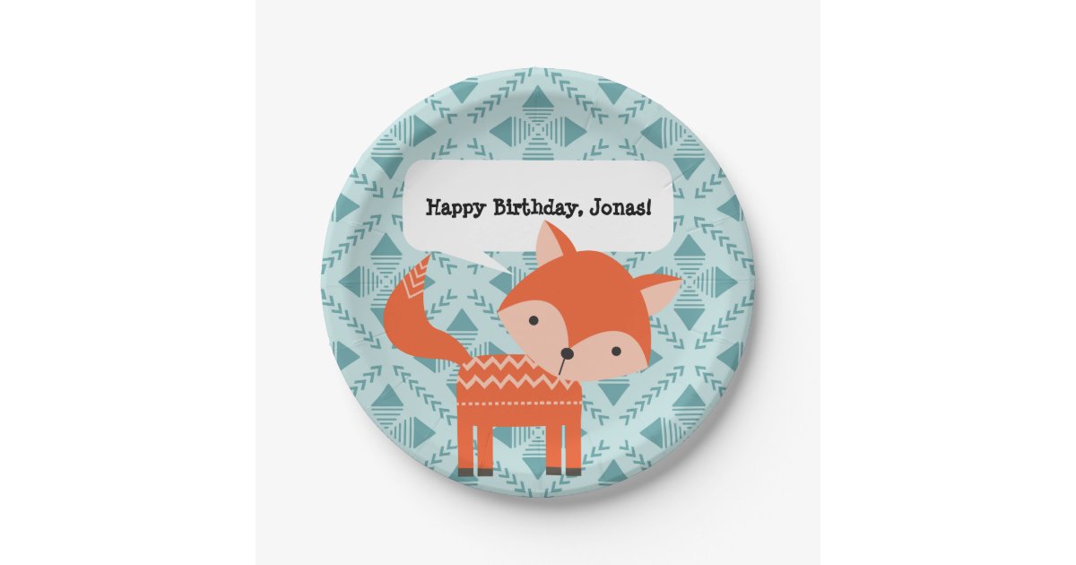 Cute Red Fox Personalized Party Plates | Zazzle