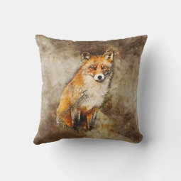 Cute Red Fox Wildlife Art Throw Pillow | Zazzle