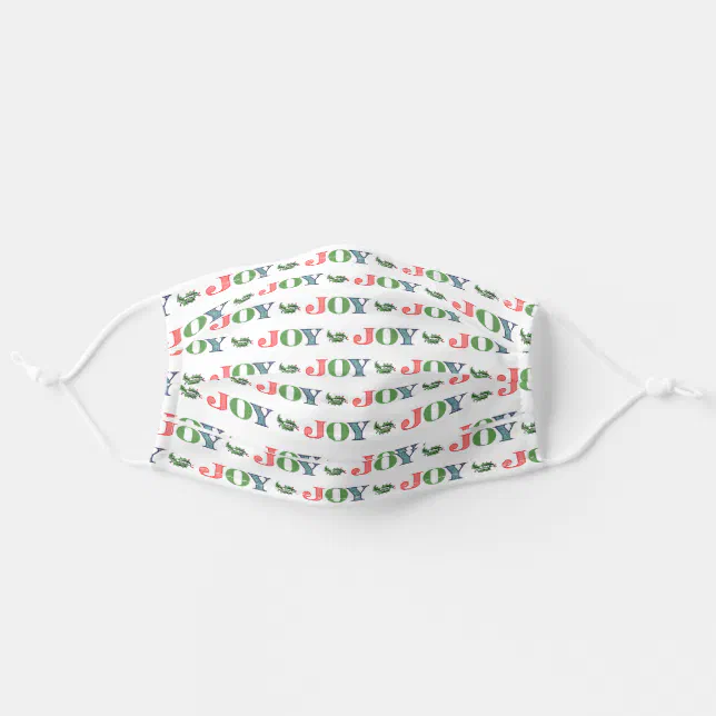 Cute Red Green Blue Joy Wordart Pattern On White Adult Cloth Face Mask ...