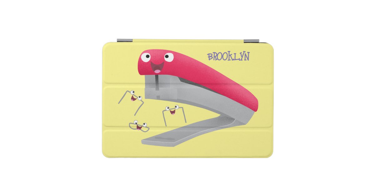 Cute red happy stapler cartoon illustration iPad mini cover | Zazzle