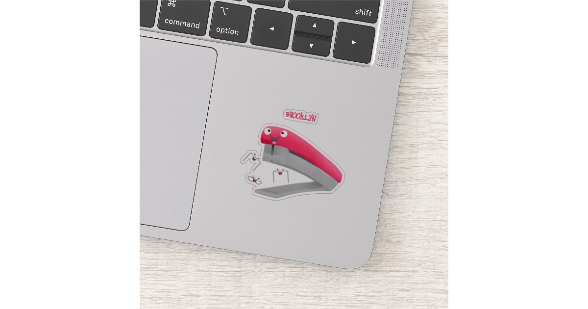 Cute red happy stapler cartoon illustration sticker | Zazzle