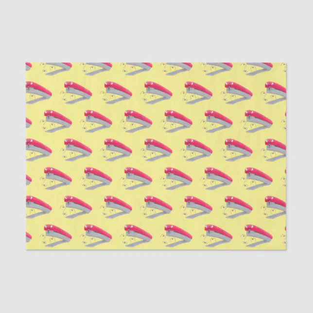 Cute red happy stapler cartoon illustration tissue paper | Zazzle