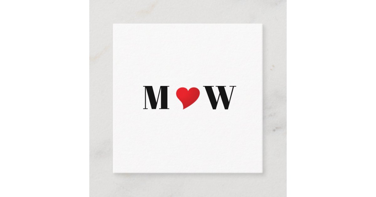 Cute red heart custom couple monogram initials enclosure card | Zazzle
